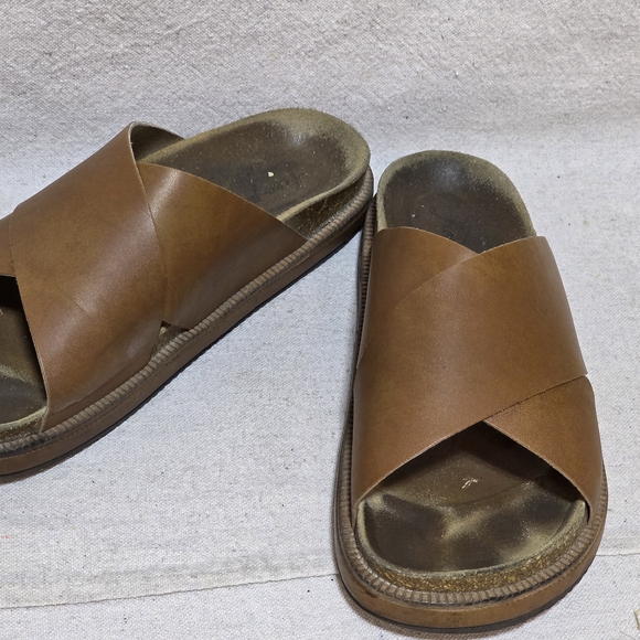 Free People | Shoes | Free People Brown Slide Sandals Minimalist Design ...